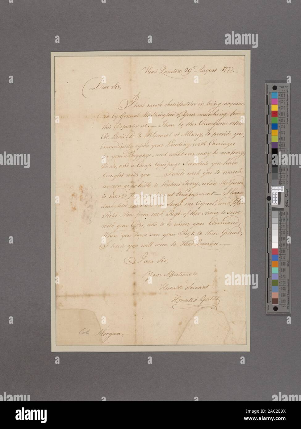 Gates, Horatio Headquarters To Colonel Morgan Gates, Horatio ...