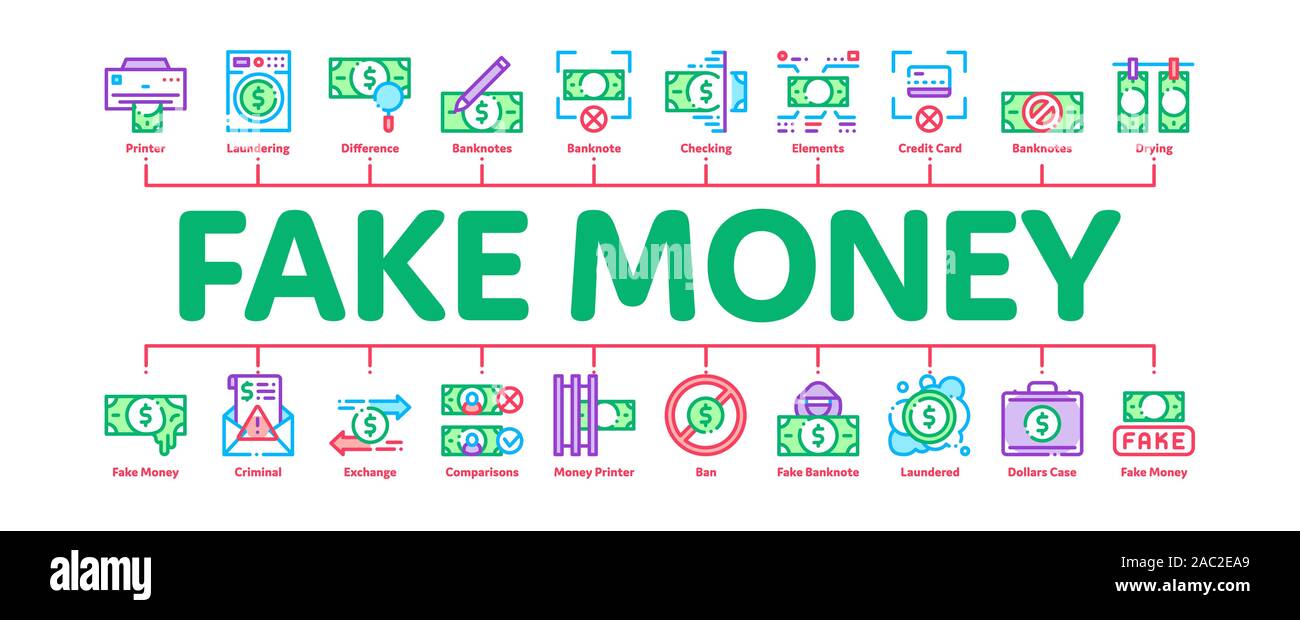 Fake Money Minimal Infographic Banner Vector Stock Vector Image & Art ...