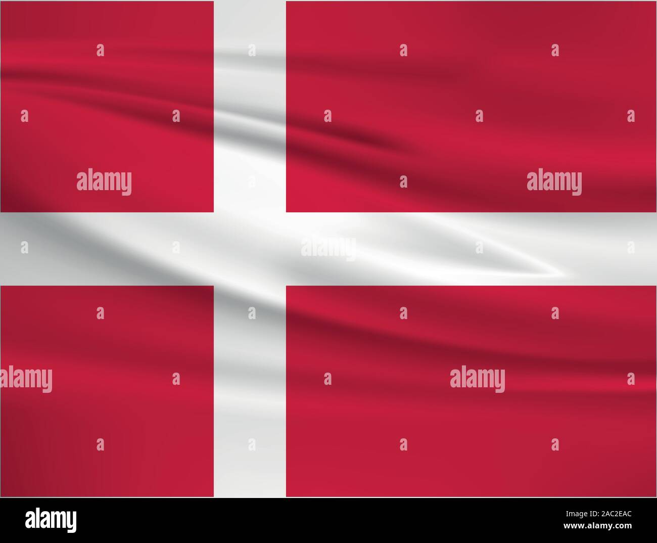 Waving Denmark flag, official colors and ratio correct. Denmark ...