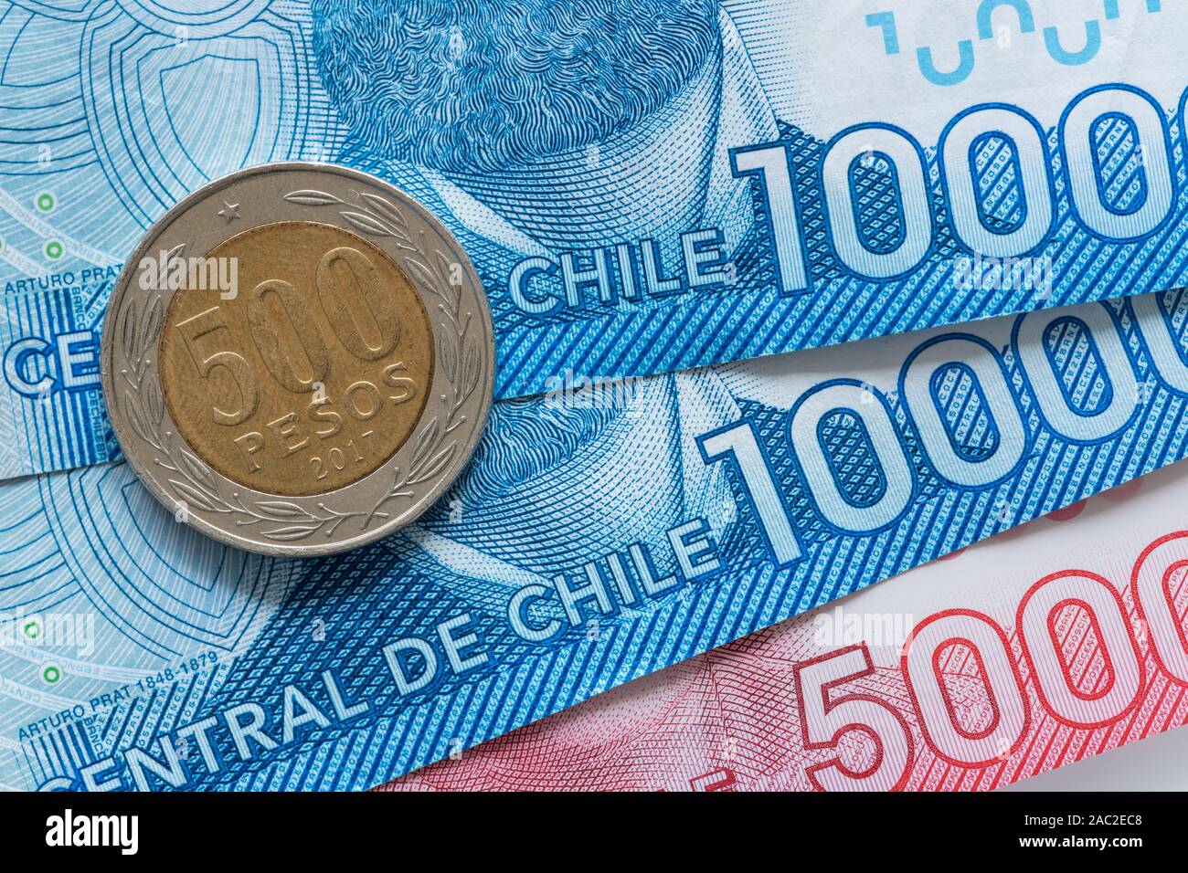 Chilean Banknotes Chile Money Stock Photos & Chilean Banknotes Chile ...