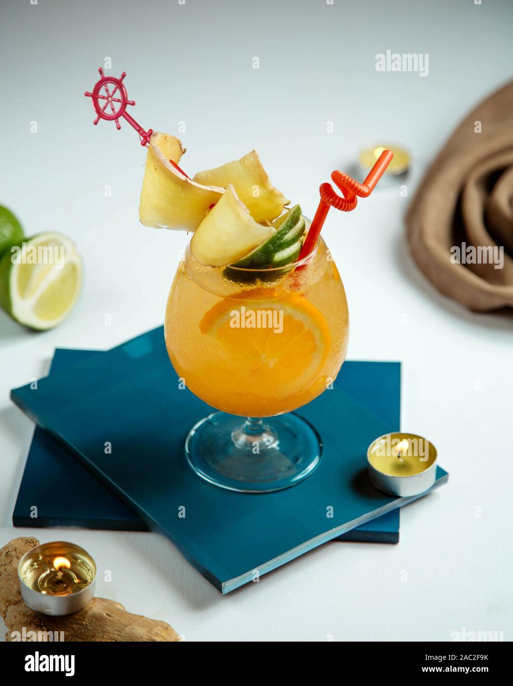 tropical juice with multiple fruits inside Stock Photo - Alamy