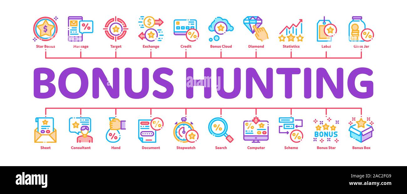 Bonus Hunting Minimal Infographic Banner Vector Stock Vector Image ...