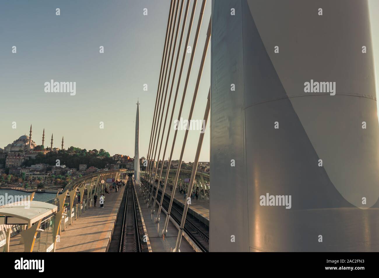 September 2019; Halic metro bridge, Golden horn, Istanbul, Turkey Stock ...