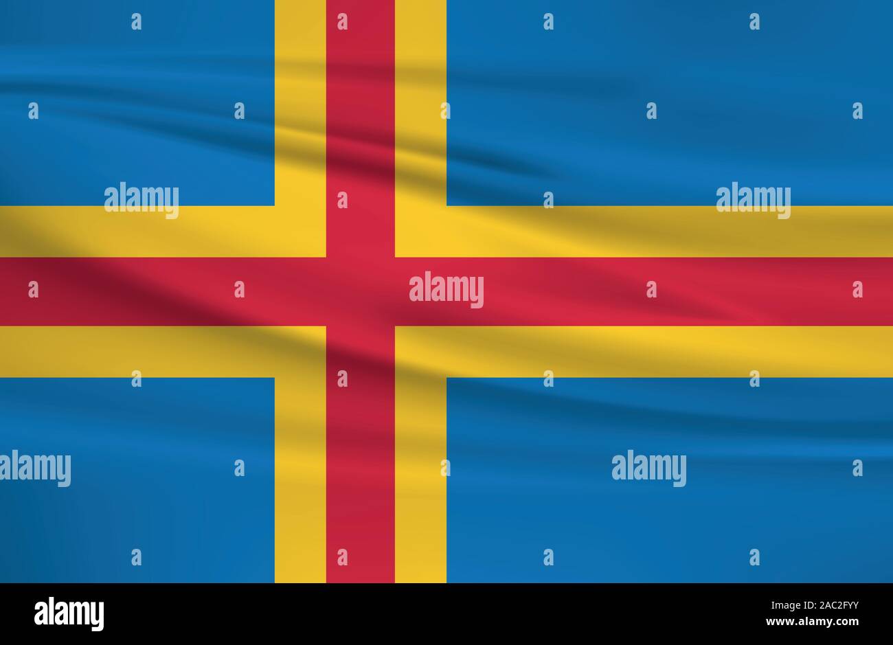 Waving Aland flag, official colors and ratio correct. Aland national ...