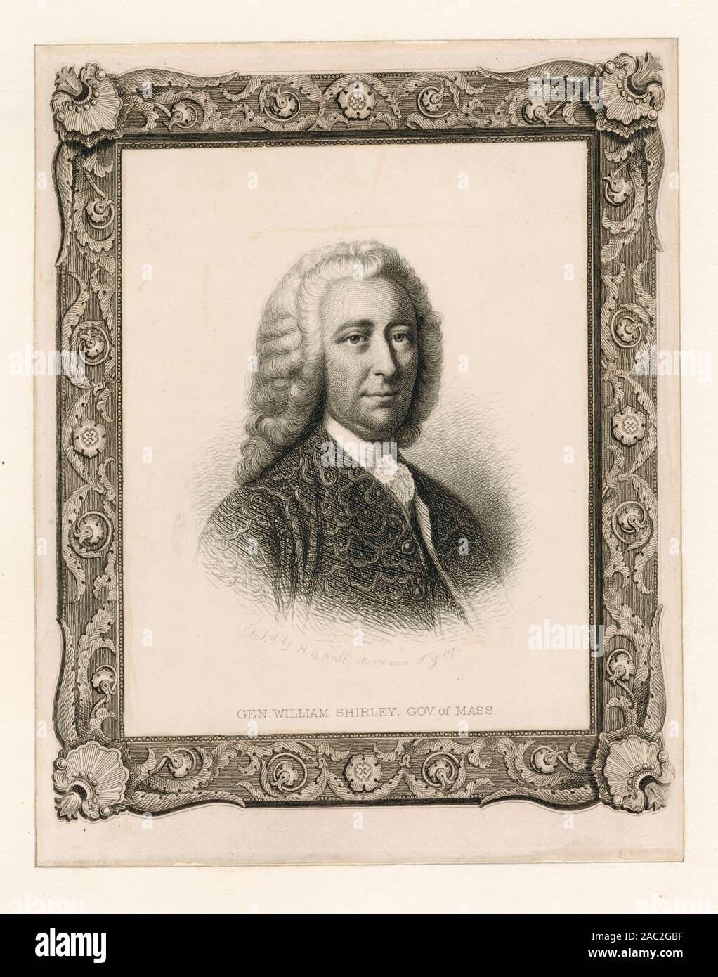 Gen William Shirley, Gov of Mass Portrait inserted in an ornamental ...