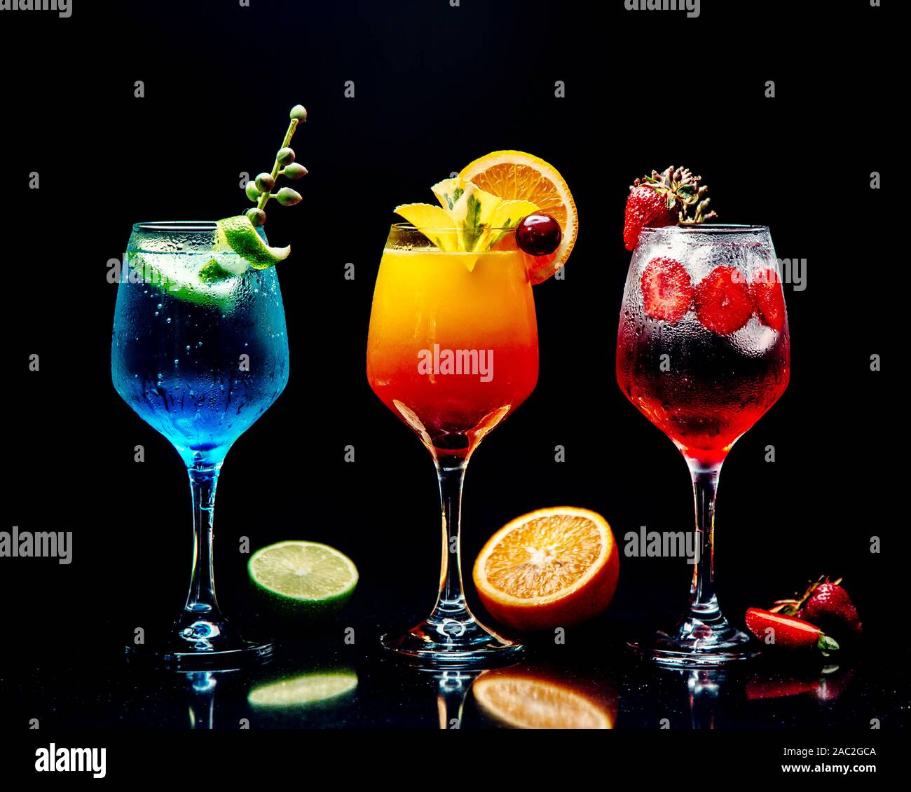 selection of various cocktails on the table Stock Photo - Alamy