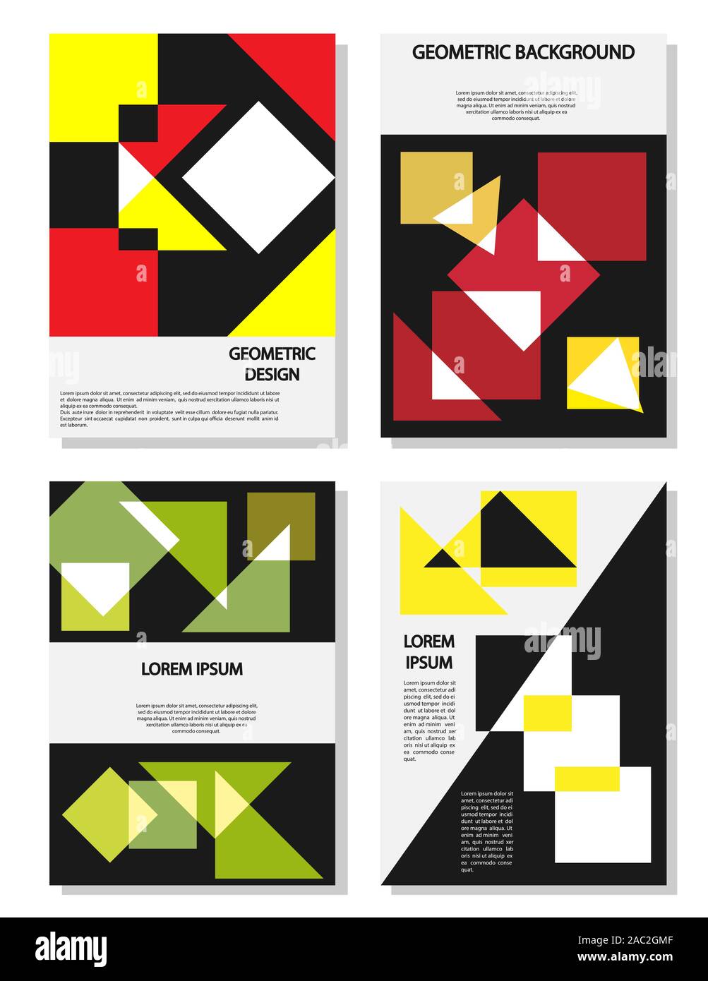 Set of editable layouts for A4 cover with abstract geometric pattern ...