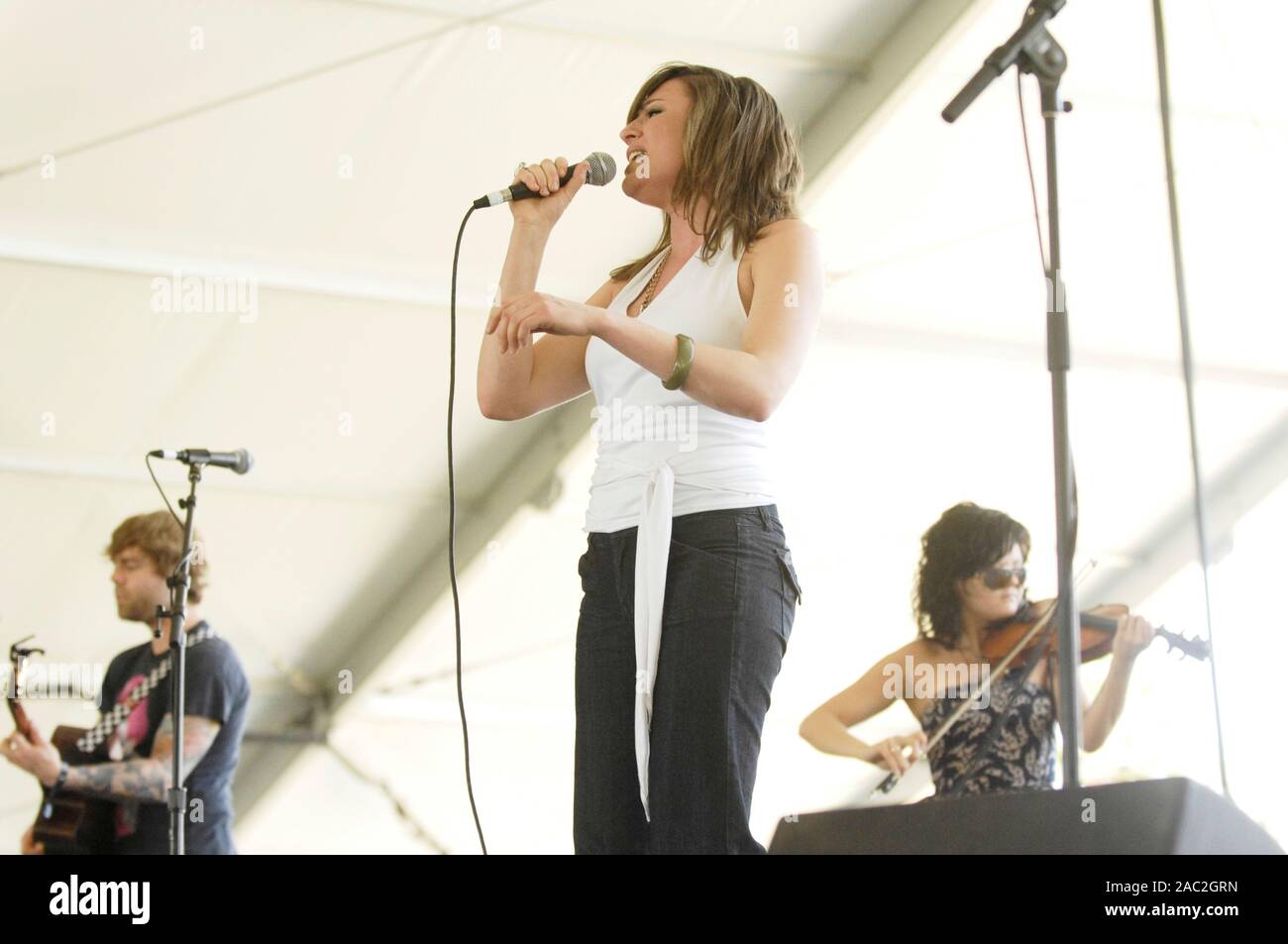 Sarah Dugas (c) and The Duhks performs at the 2009 Stagecoach Festival ...