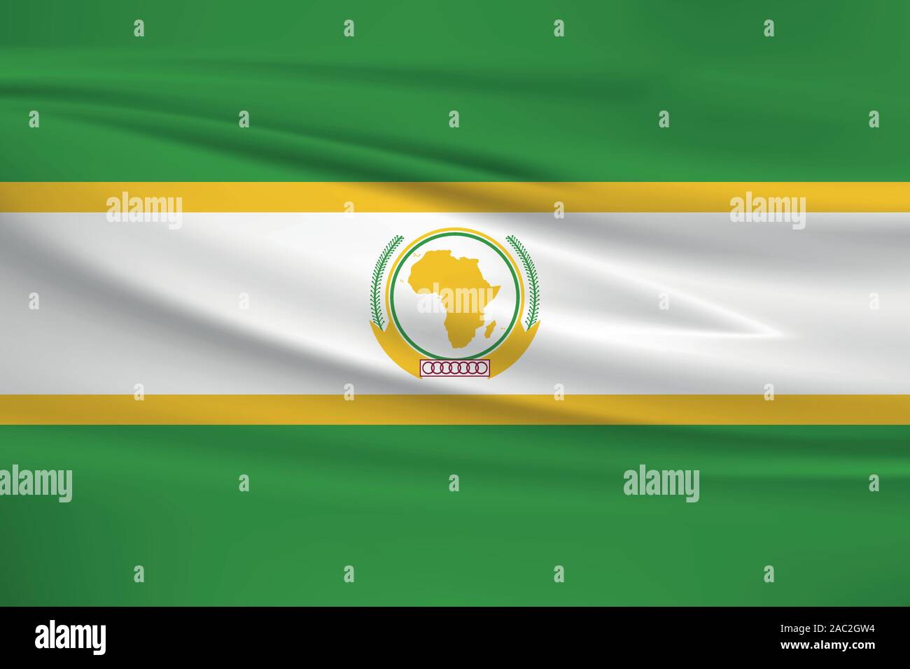 Waving African Union flag, official colors and ratio correct. African ...