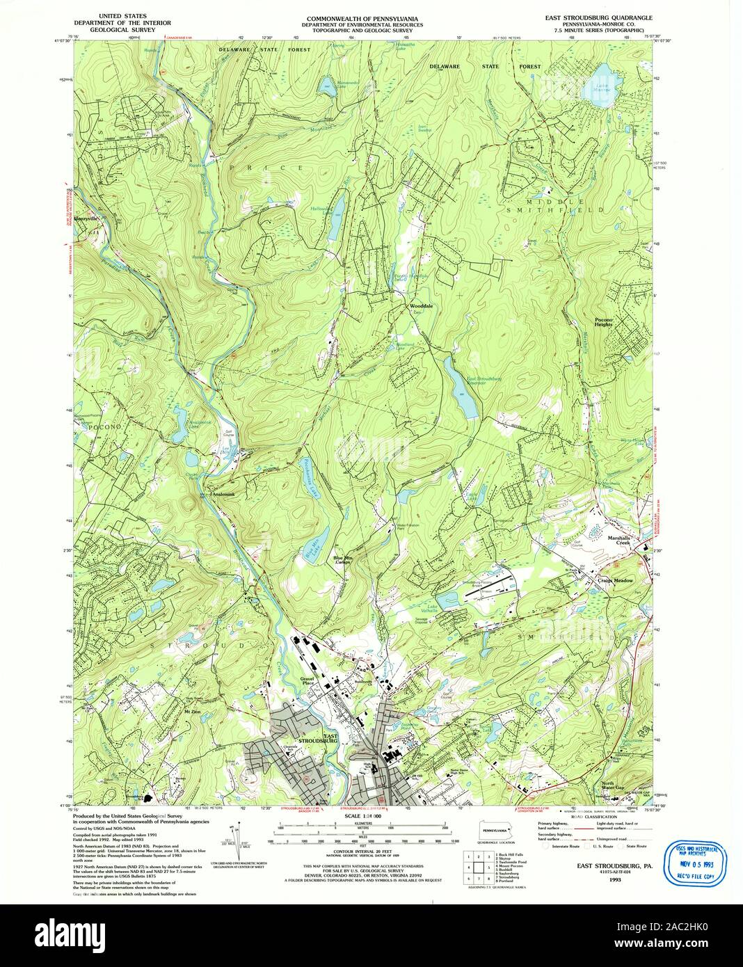 Map of stroudsburg Cut Out Stock Images & Pictures - Alamy
