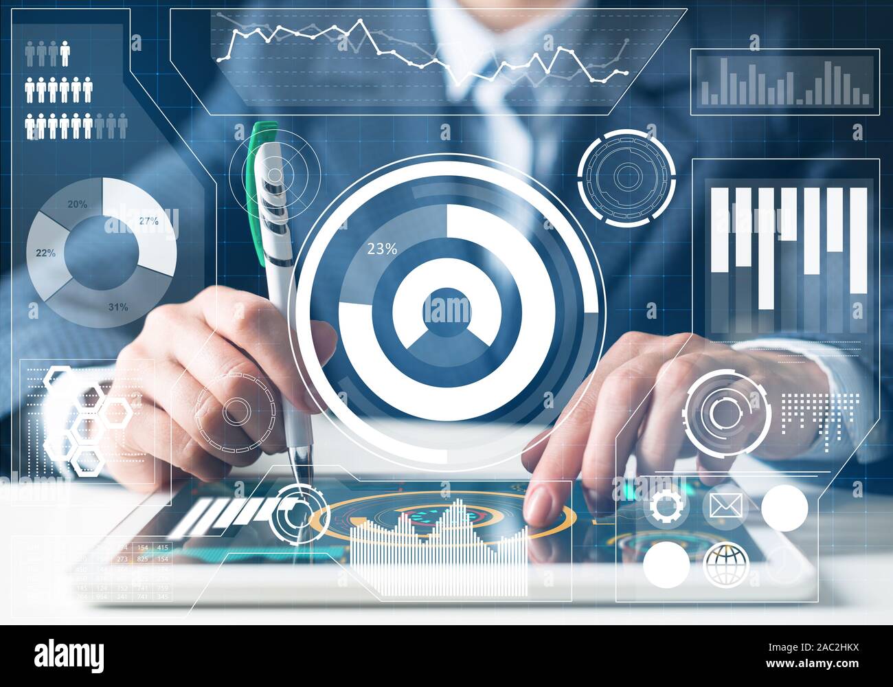 Stockbroker working with financial information Stock Photo - Alamy