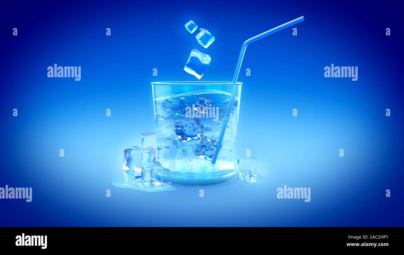 Glass with cold drink. 3d rendering, 3d illustration Stock Photo - Alamy
