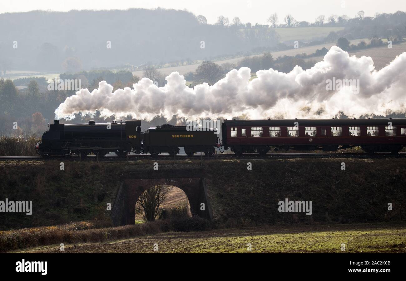 The S15 class steam locomotive 506 pulls the Santa Special along the ...