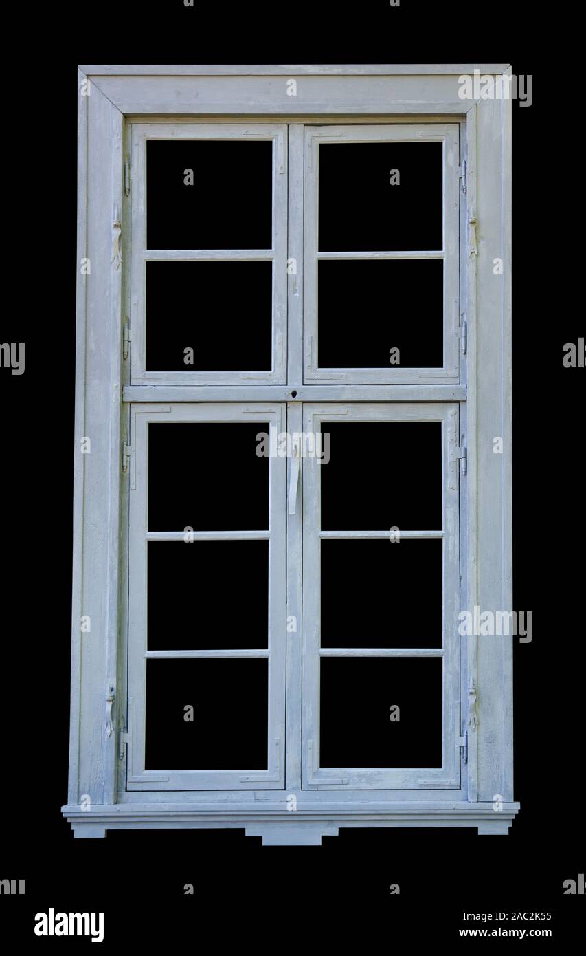 Old fashioned window isolated on black surface Stock Photo - Alamy