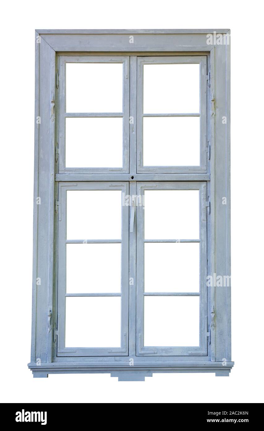 Old fashioned window isolated on white surface Stock Photo - Alamy