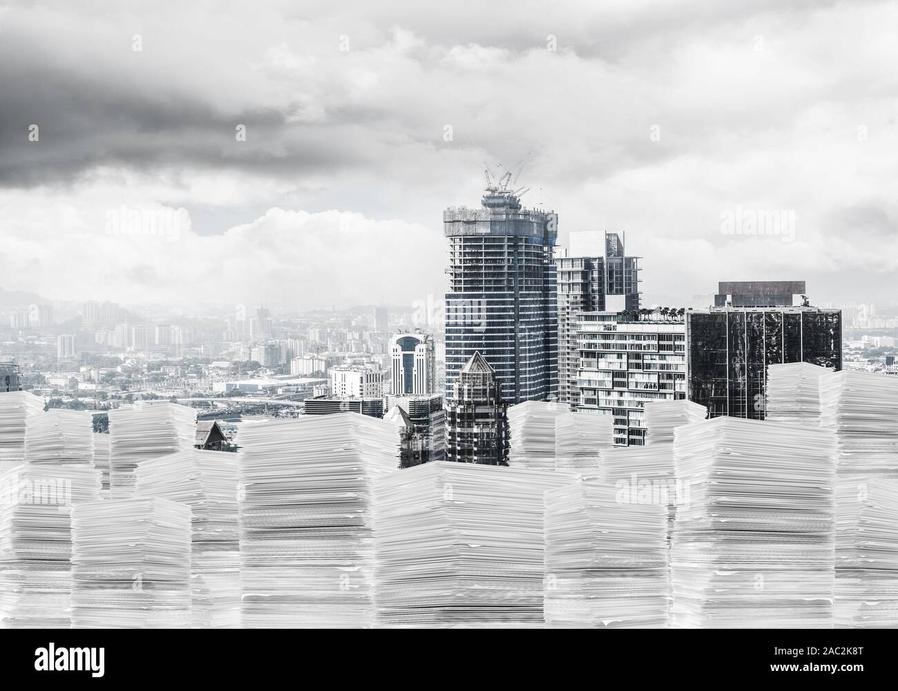 Modern city view with skyscrapers Stock Photo - Alamy