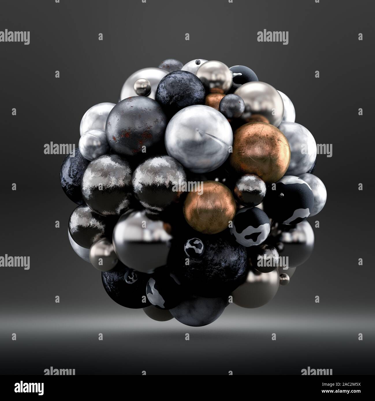 Gray luxury background with geometric shapes from balls. 3d rendering ...