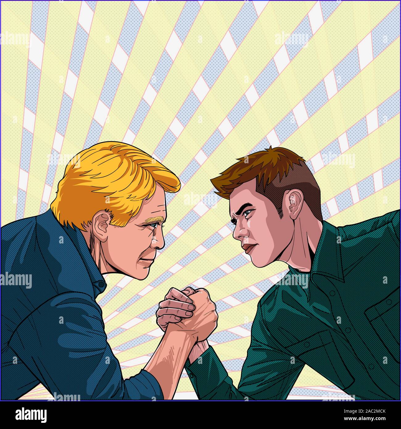 Two men competing in close combat Business people Competition for ...