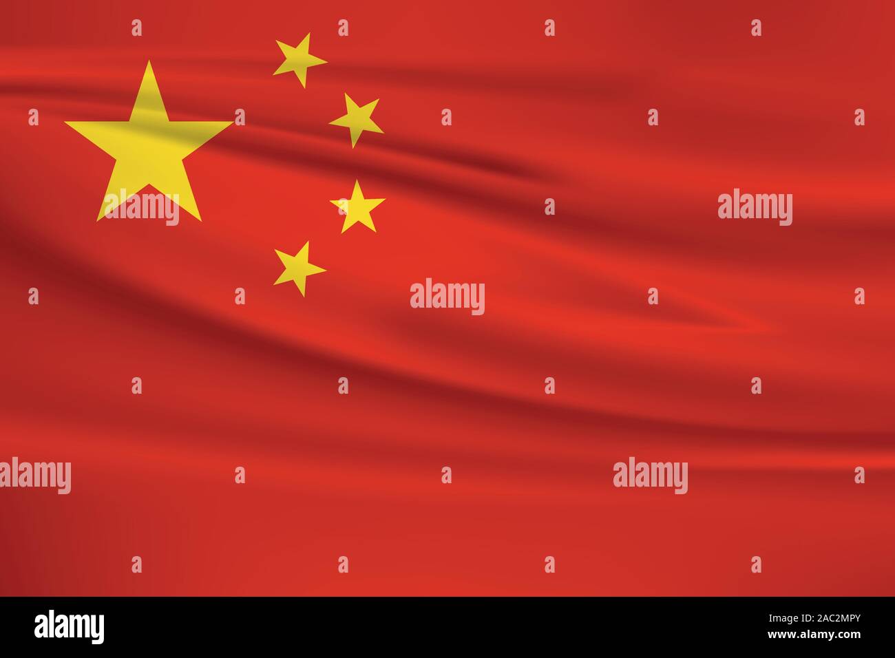Waving China flag, official colors and ratio correct. China national ...