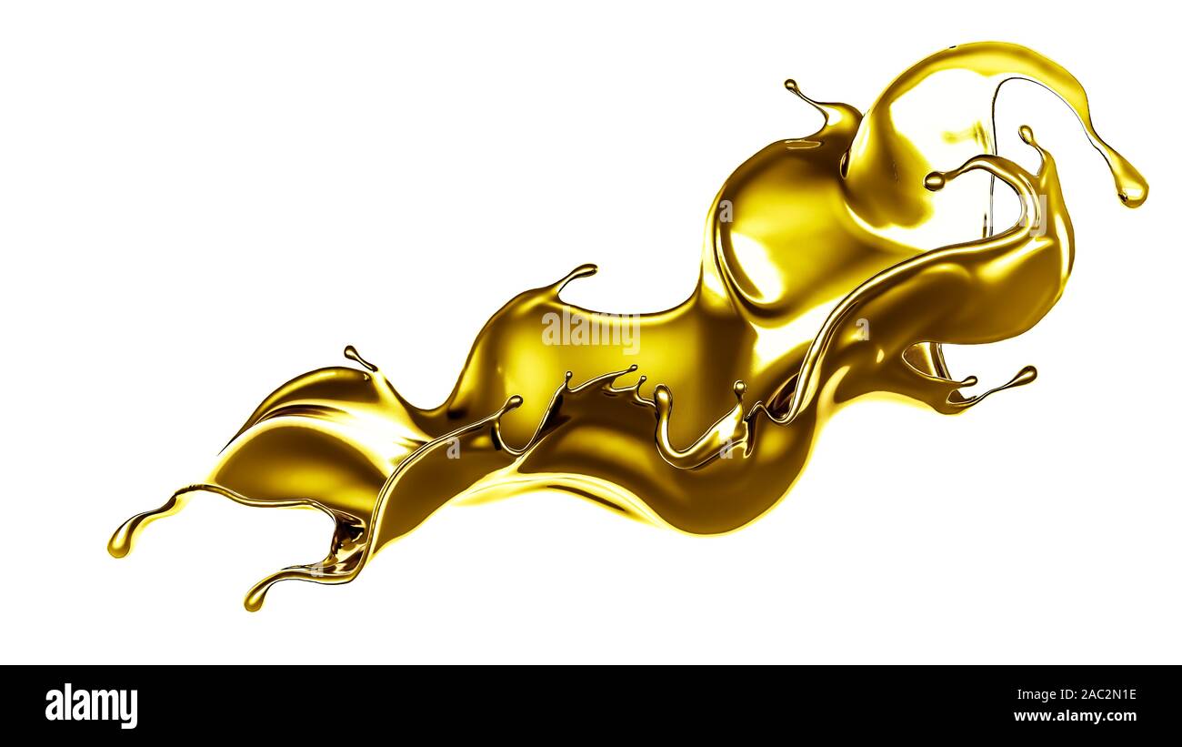 A splash of thick, golden liquid. 3d rendering, 3d illustration Stock ...