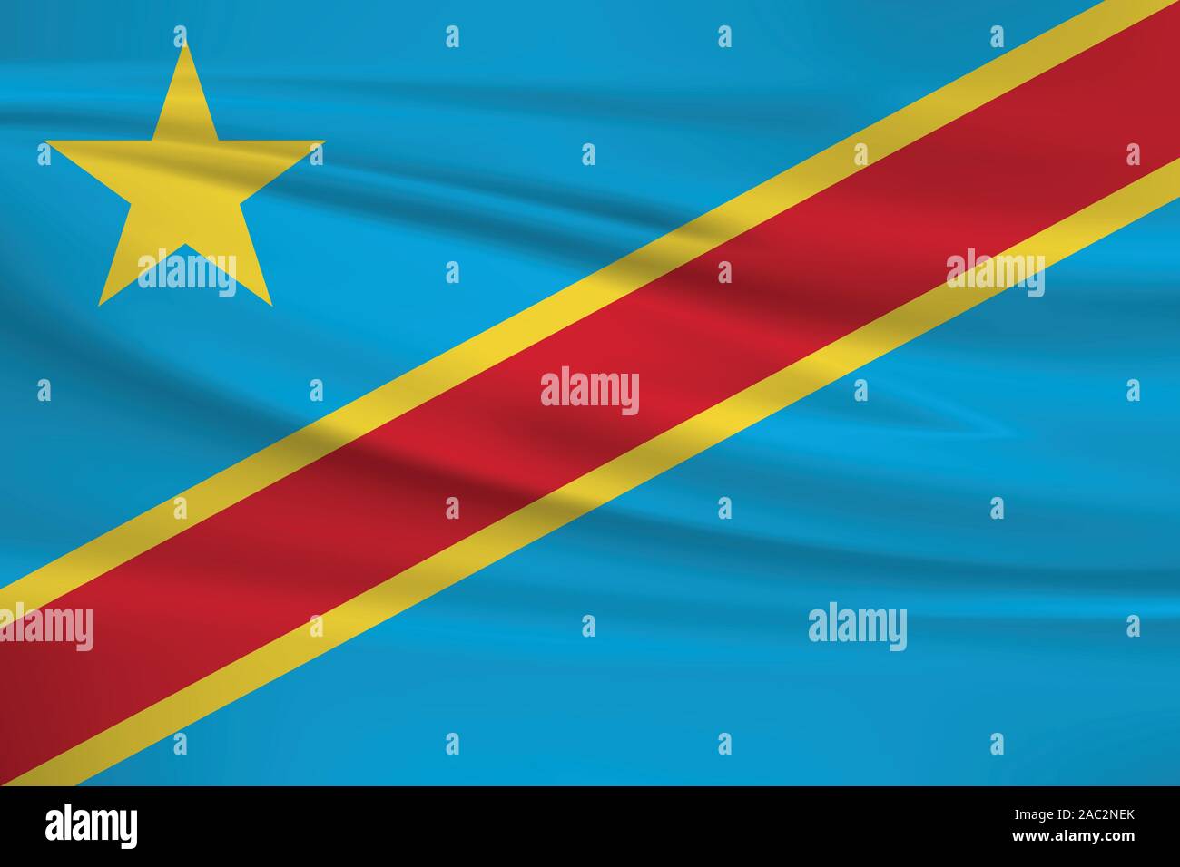 Waving Congo flag, official colors and ratio correct. Congo national ...