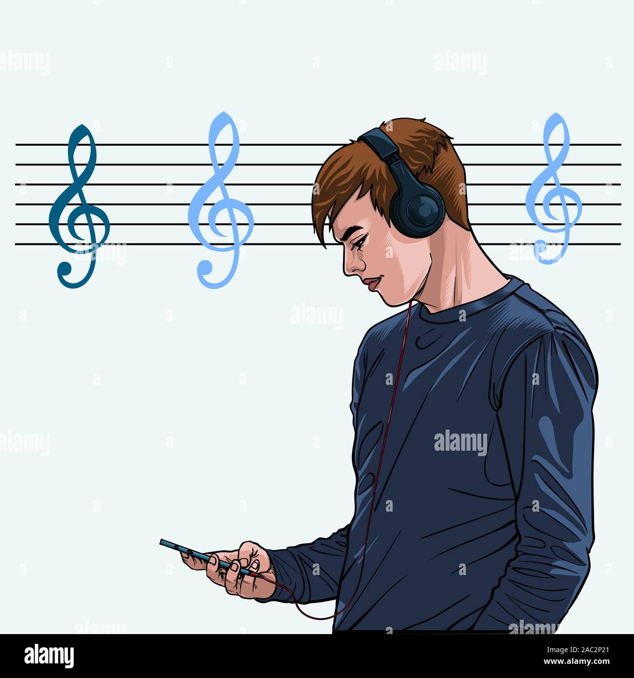 Boy Listening To Music Drawing