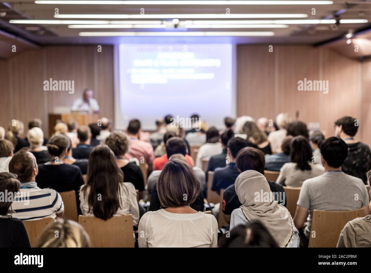 Business speaker giving a talk at business conference event Stock Photo ...