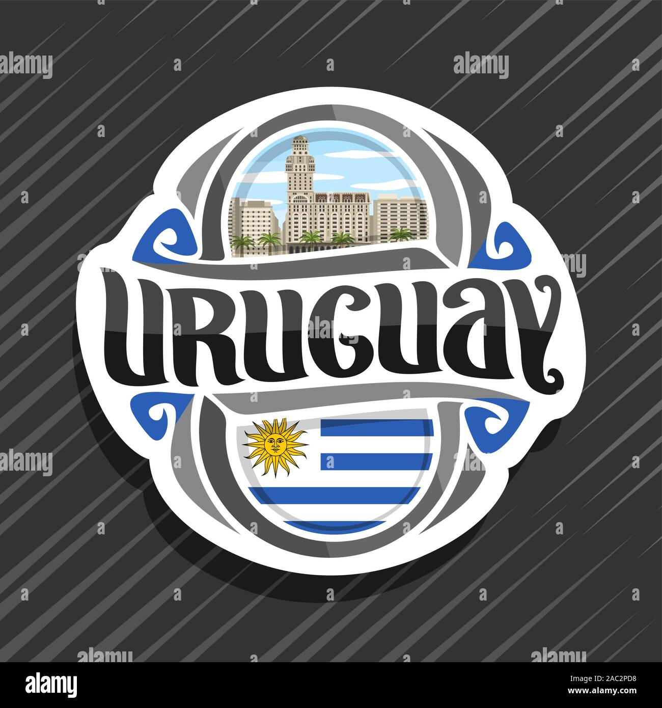 Vector logo for Uruguay country, fridge magnet with uruguayan state ...
