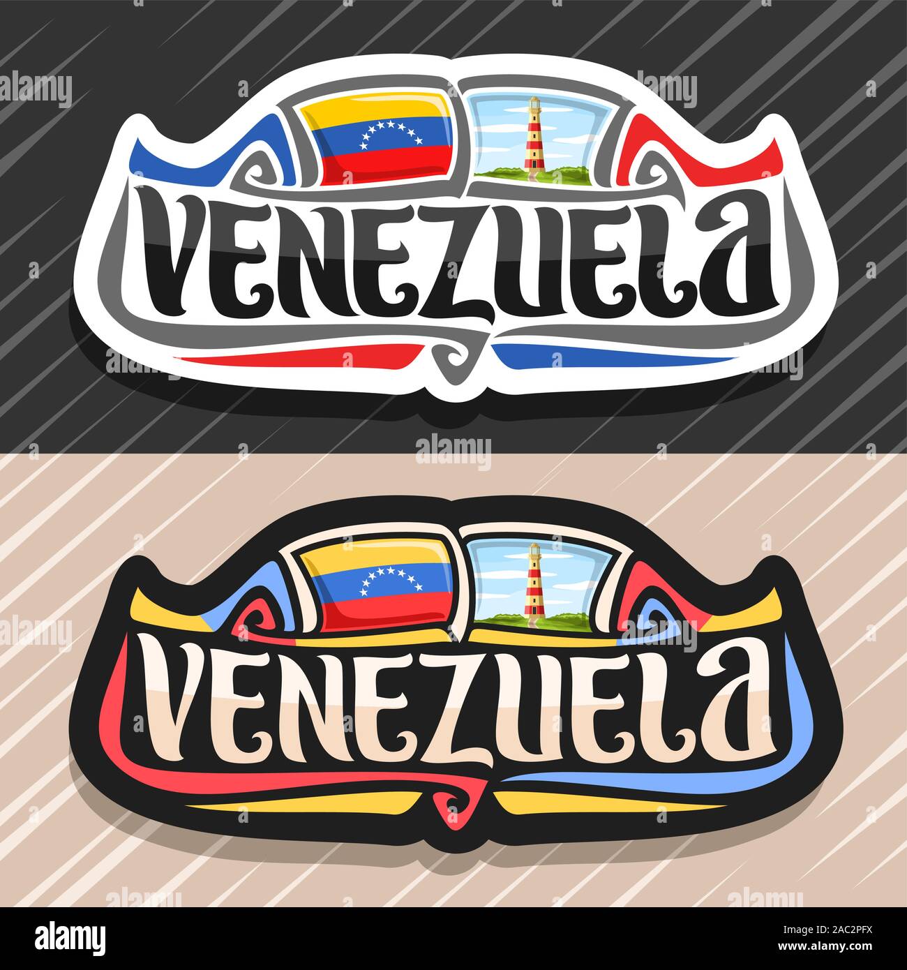 Vector logo for Venezuela country, fridge magnet with venezuelan flag ...