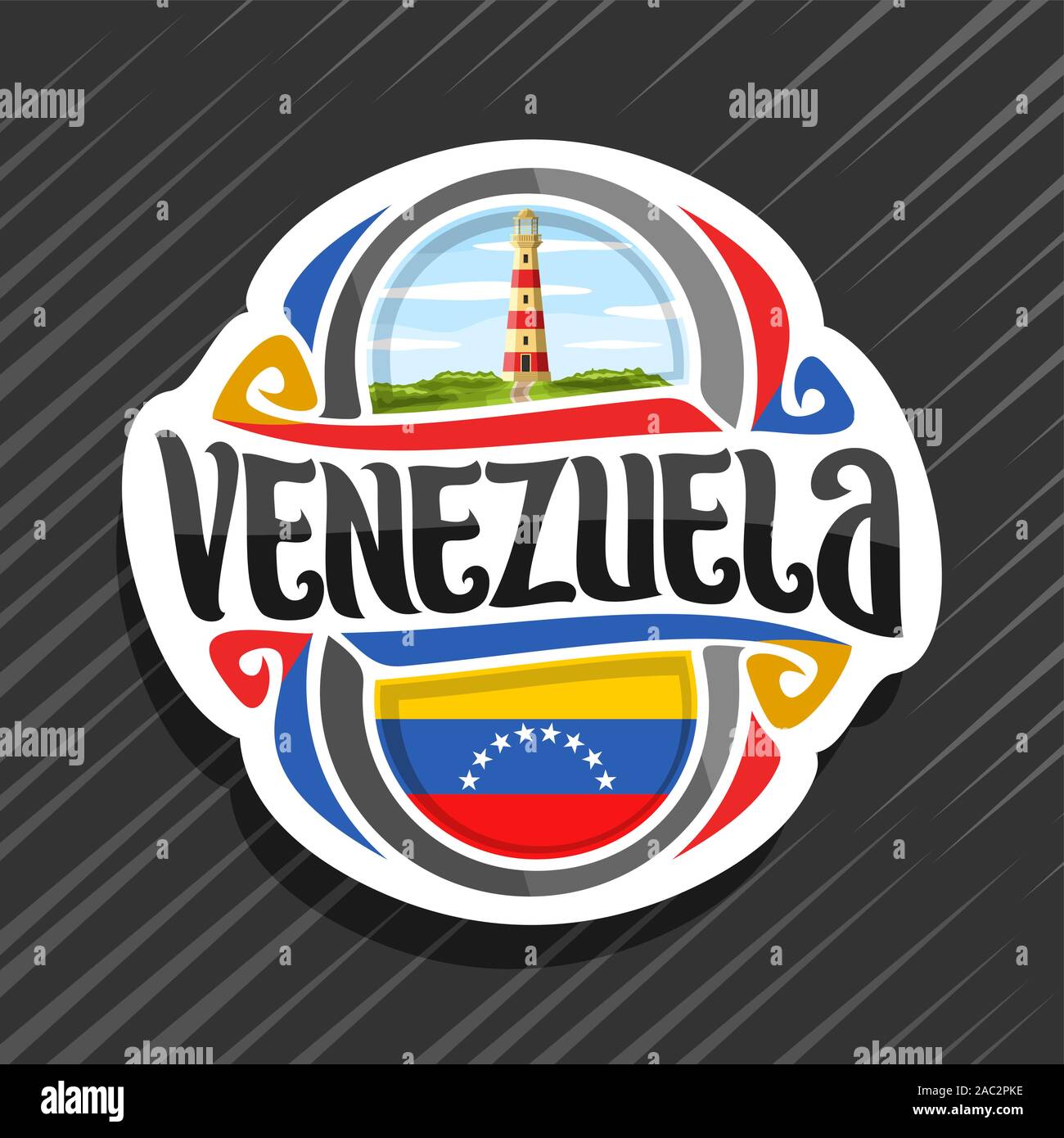 Vector logo for Venezuela country, fridge magnet with venezuelan flag ...