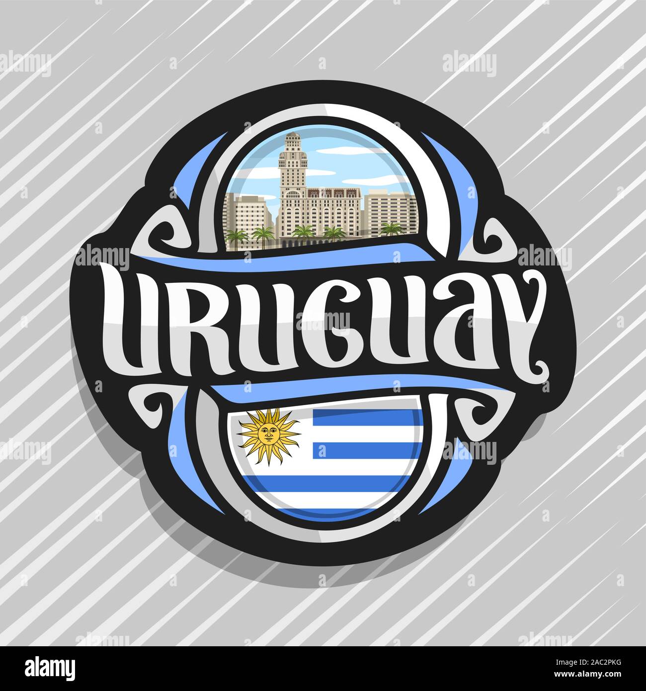 Vector logo for Uruguay country, fridge magnet with uruguayan state ...
