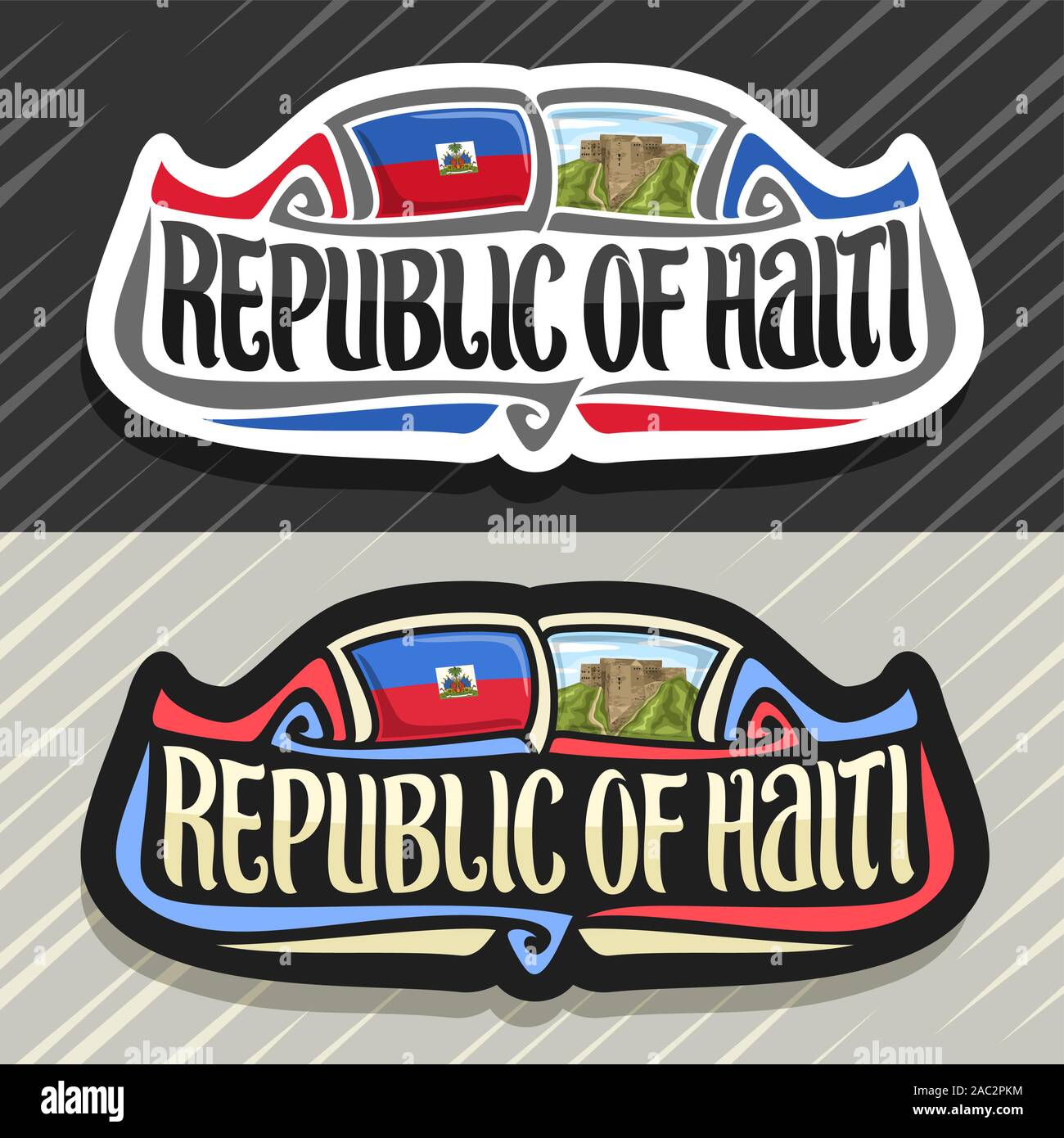 Vector logo for Republic of Haiti, fridge magnet with haitian state ...