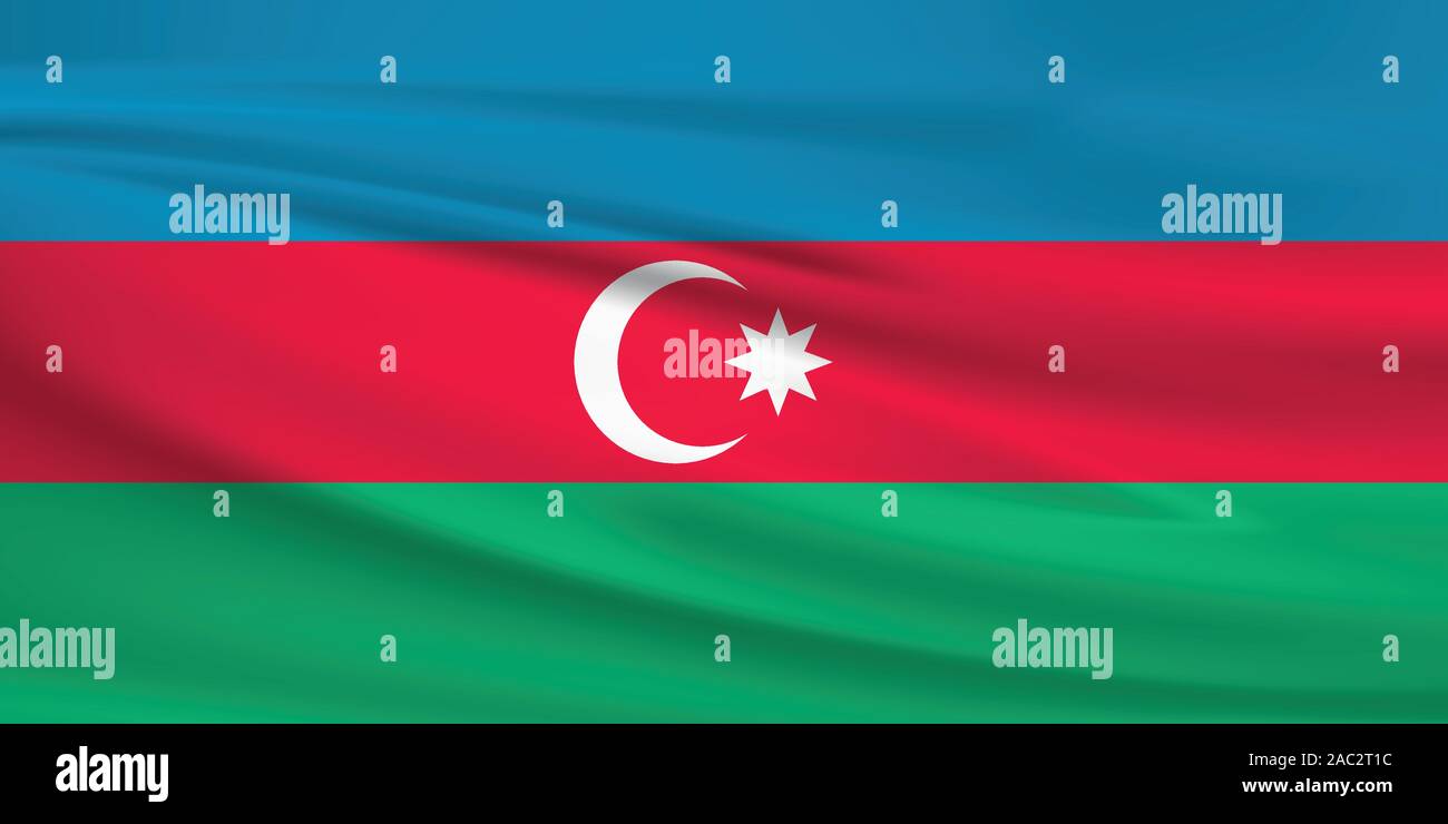 Waving Azerbaijan flag, official colors and ratio correct. Azerbaijan ...