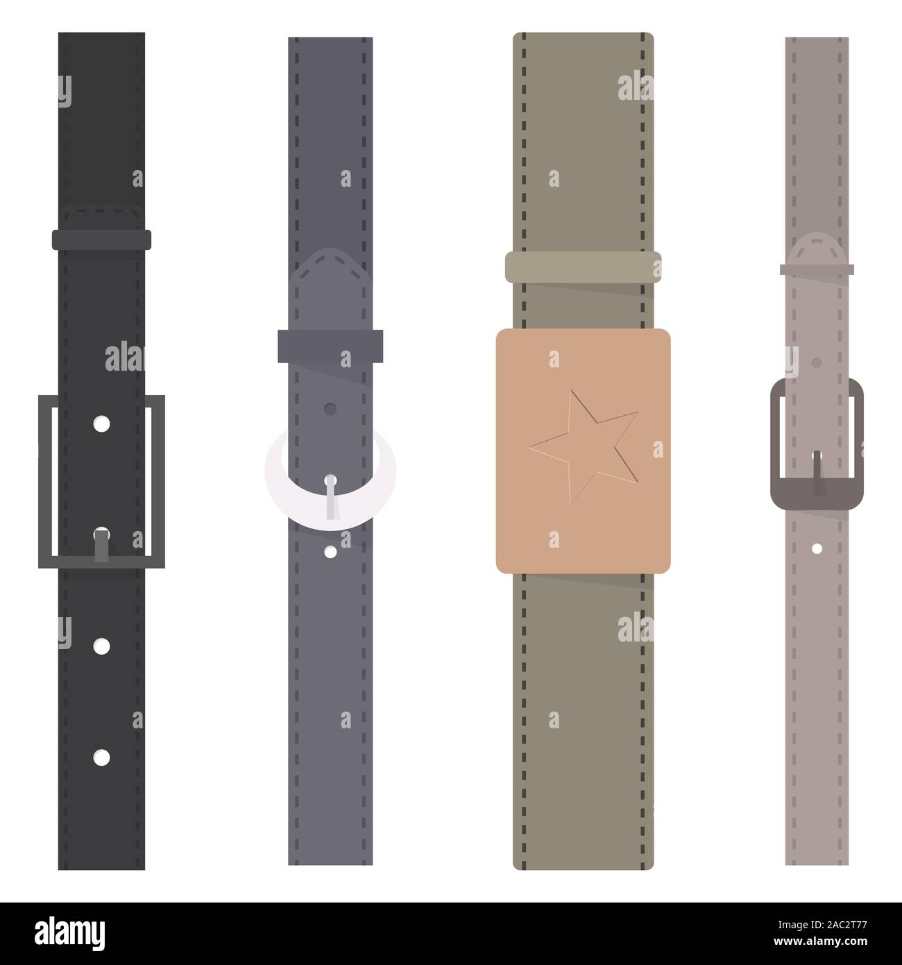 Set of different colored belts isolated on white background. Element of ...