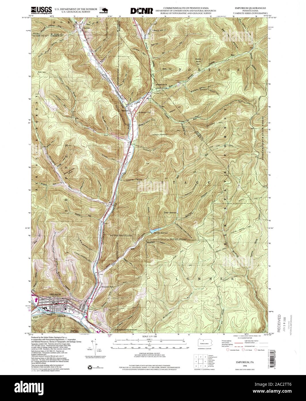 Emporium pennsylvania map hi-res stock photography and images - Alamy
