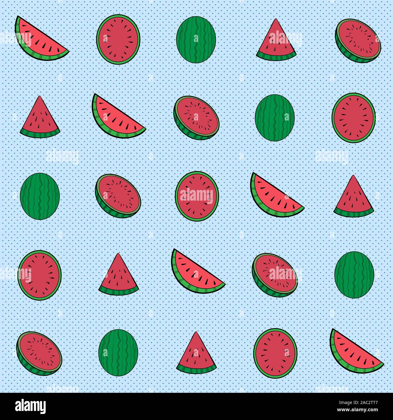 Watermelon fruits Pattern postcard wallpaper Set Illustration vector On ...