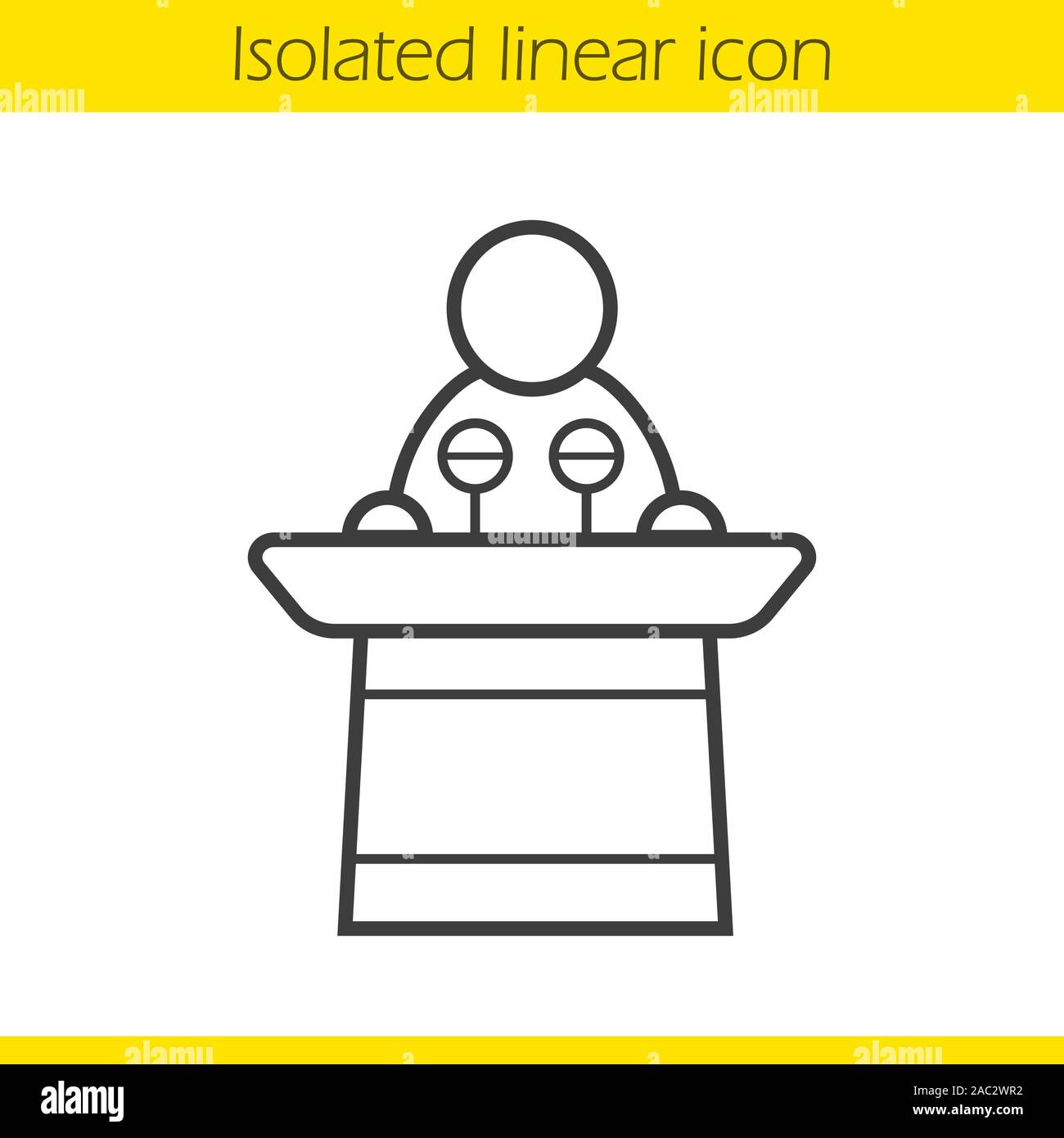 Politician linear icon. Orator speech thin line illustration. Speaker ...