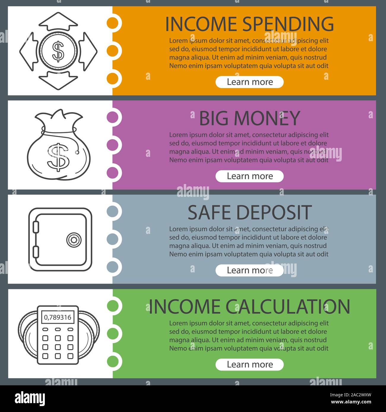 Banking and finance banner templates set. Easy to edit. Money bag ...