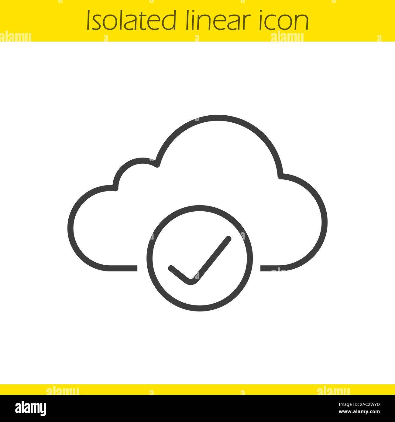 Cloud Storage Linear Icon Thin Line Illustration Cloud Computing Check Mark Access Granted