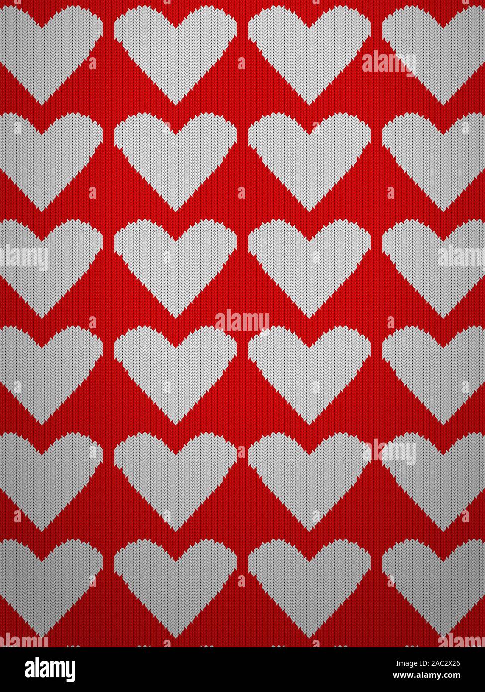 Knitted pattern background with hearts. Vector illustration Stock Photo ...