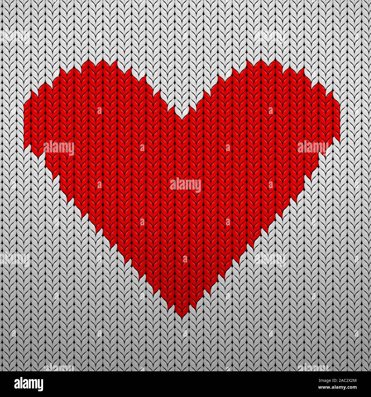 Knitted pattern background with heart. Vector illustration Stock Photo ...