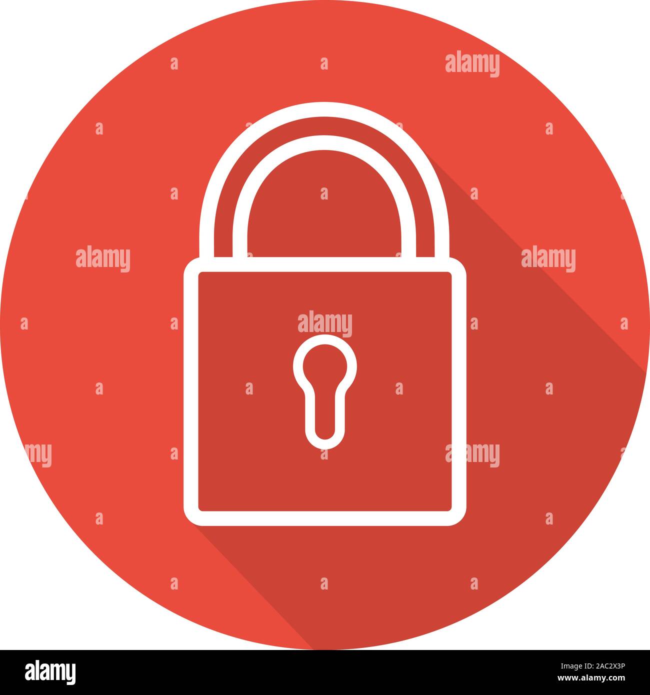 Lock flat linear long shadow icon. Closed padlock. Security. Vector ...
