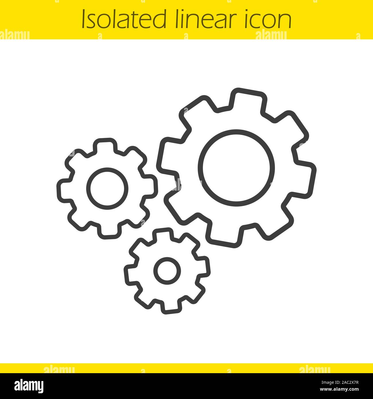 Cogwheels Linear Icon Gears Thin Line Illustration Cogs Contour Symbol Vector Isolated