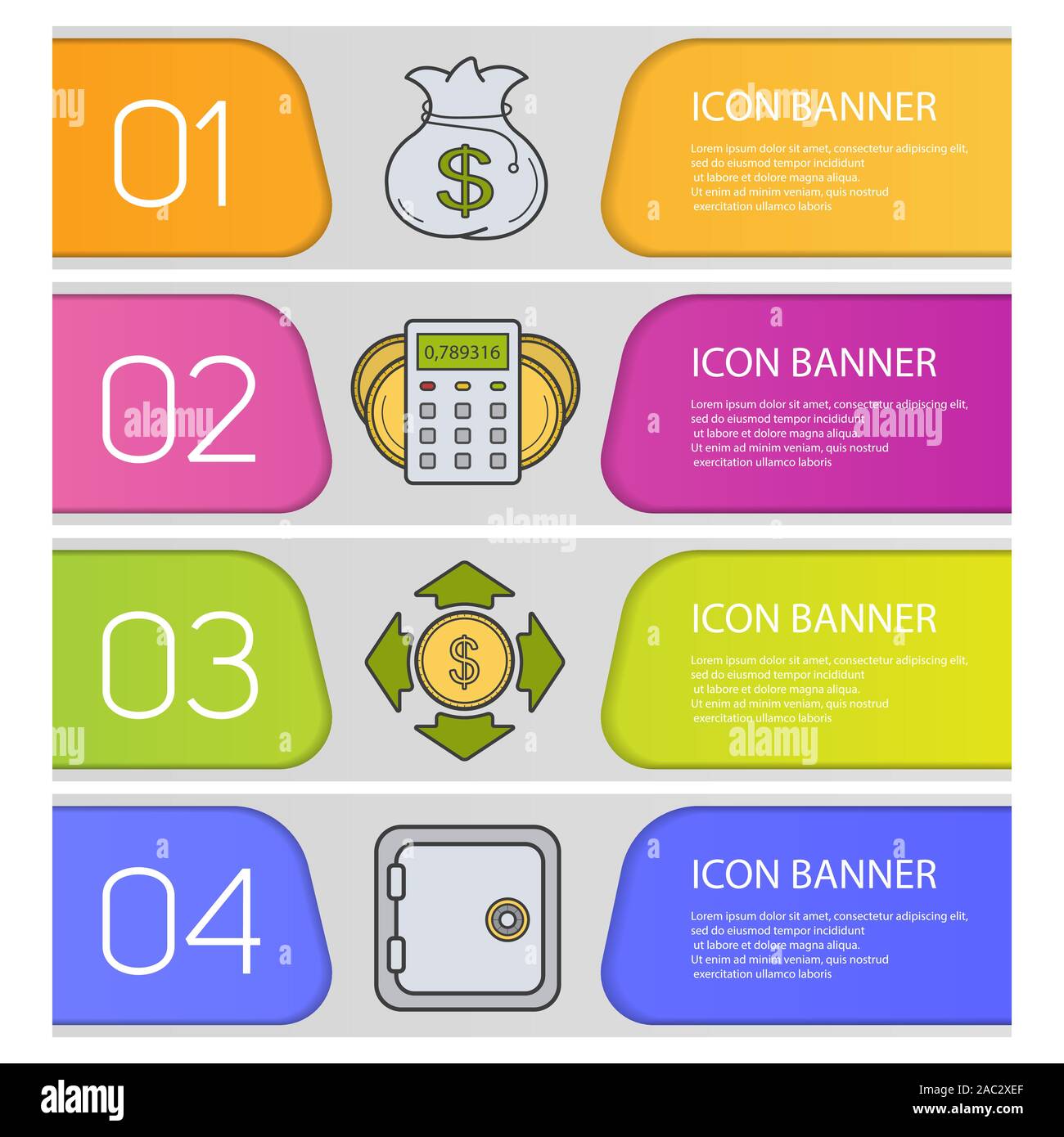 Banking and finance banner templates set. Easy to edit. Money bag ...