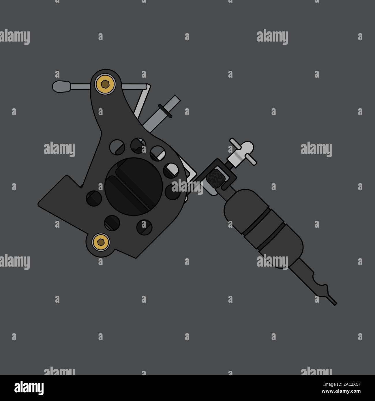 Tattoo machine. Isolated color vector illustration. Tattoo gun drawing ...