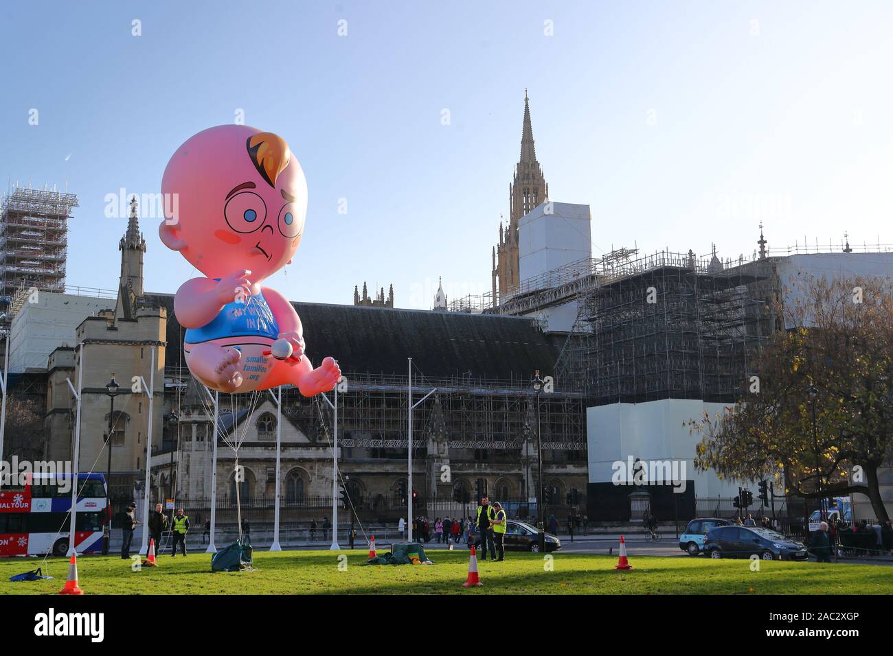 Activists of Population Matters launched a baby blimp in Parliament ...