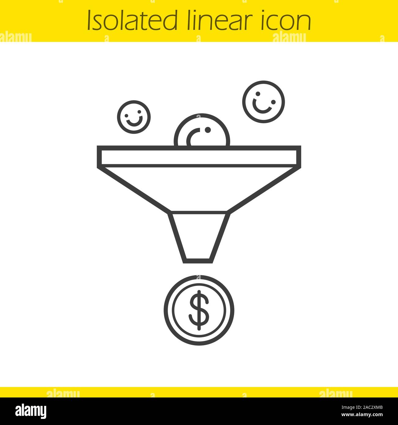 Sales funnel linear icon. Thin line illustration. Marketing funnel ...