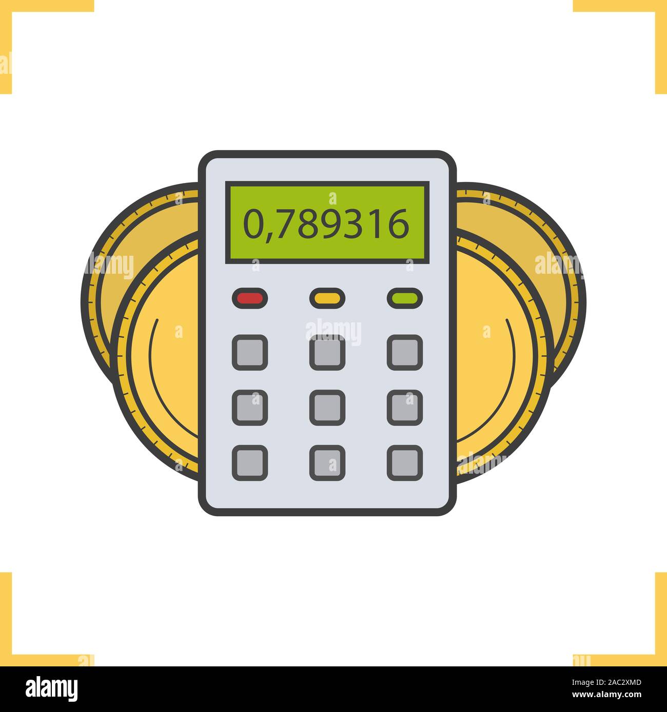 Income calculations color icon. Calculator with coins. Financial ...