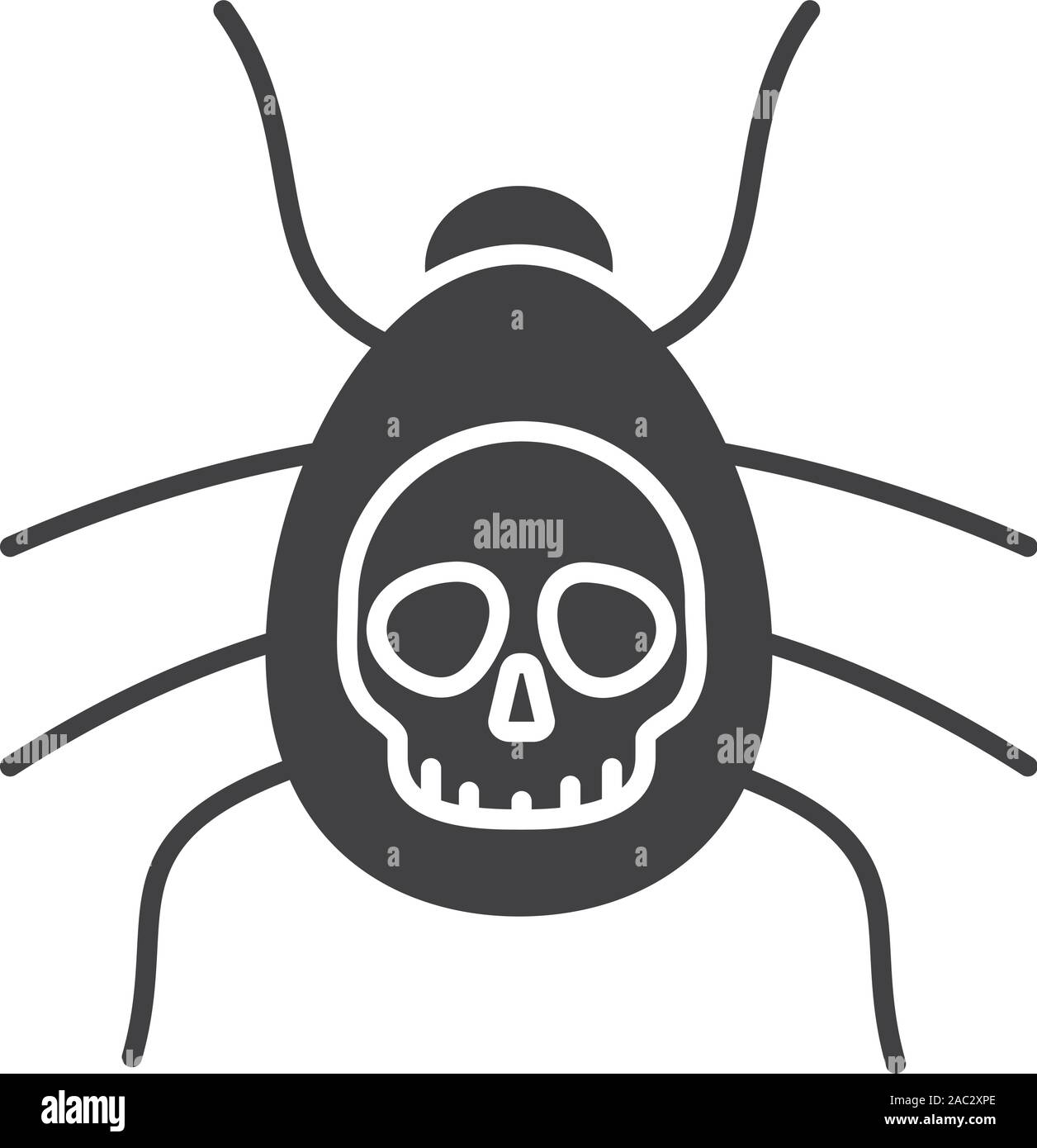 Poisonous spider icon. Danger bug silhouette symbol. Computer virus ...