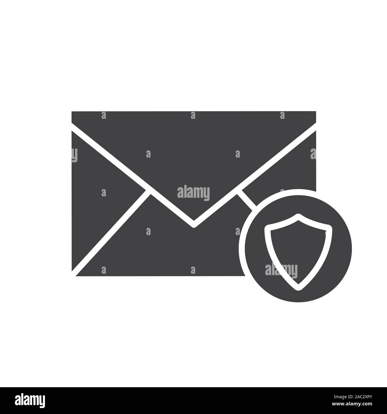 Email security icon. Letter silhouette symbol. Sms message with ...
